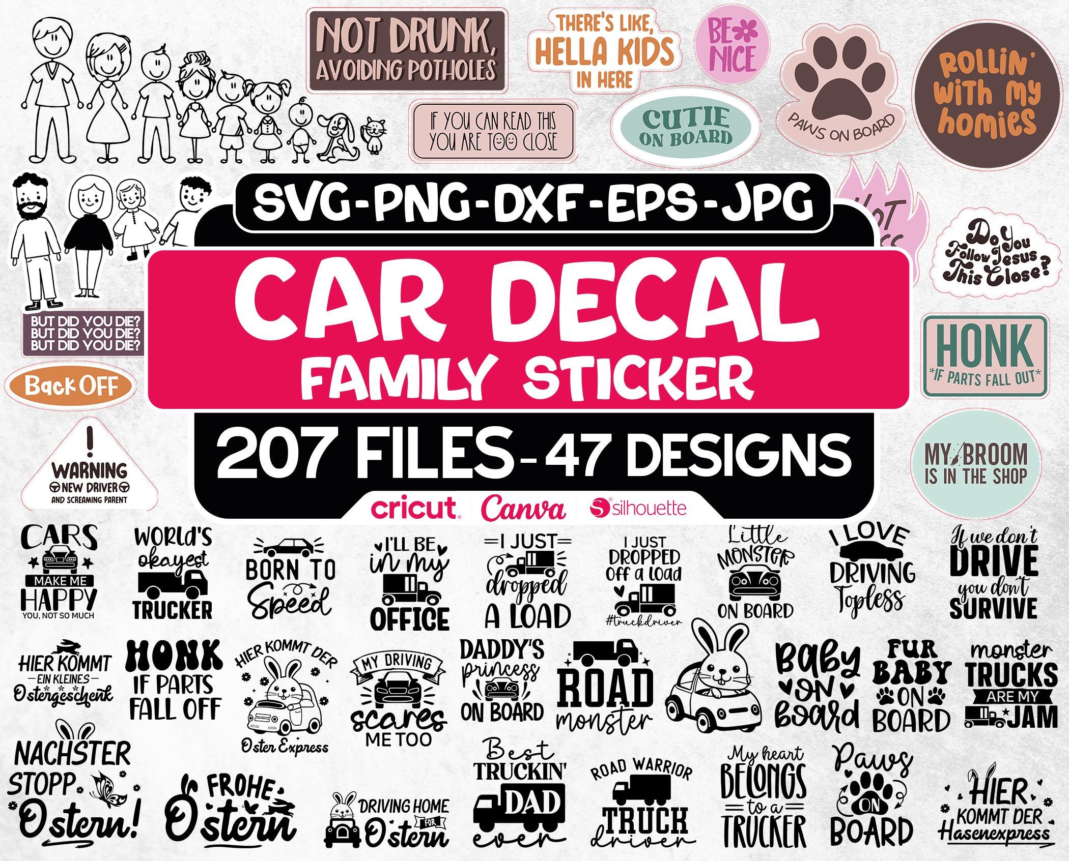 Car Decal Svg, Car Svg, Car Stickers Svg, Stick Family SVG, Sarcasm Svg ...