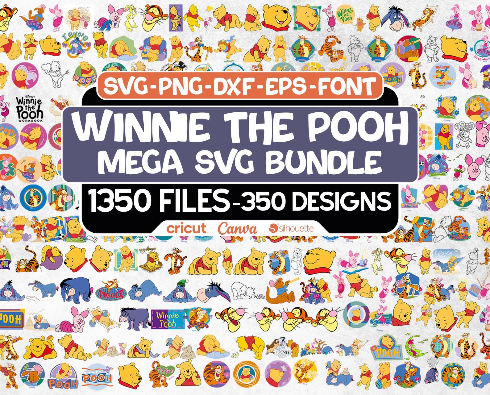Winnie the Pooh SVG Bundle, Tigger Png, Eeyore Svg, Piglet Svg, Classic ...