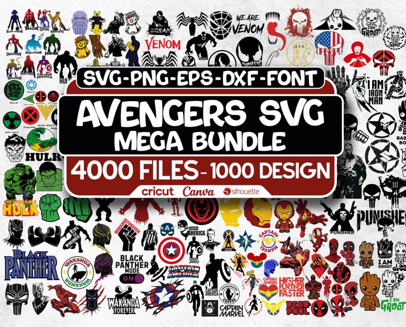 Avengers Mega SVG Bundle, Avengers Svg Cut Files for Cricut, Silhouette ...