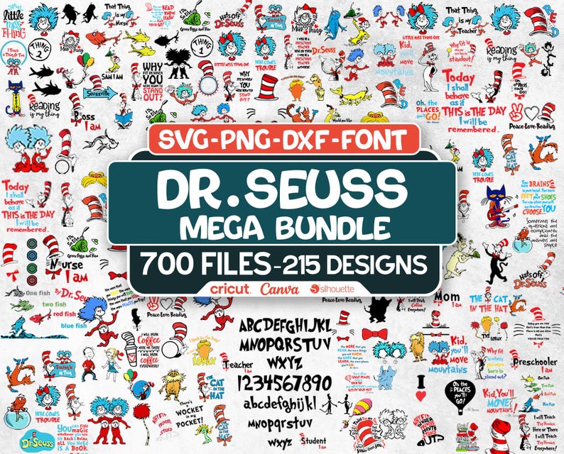 Dr. Seuss SVG Mega Bundle: 215 Designs, 700 Files (digital Download) - Etsy
