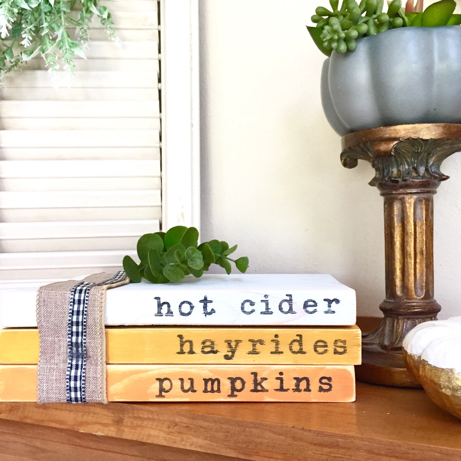 Fall Book Stack Painted Books Stack of Books Autumn Decor - Etsy