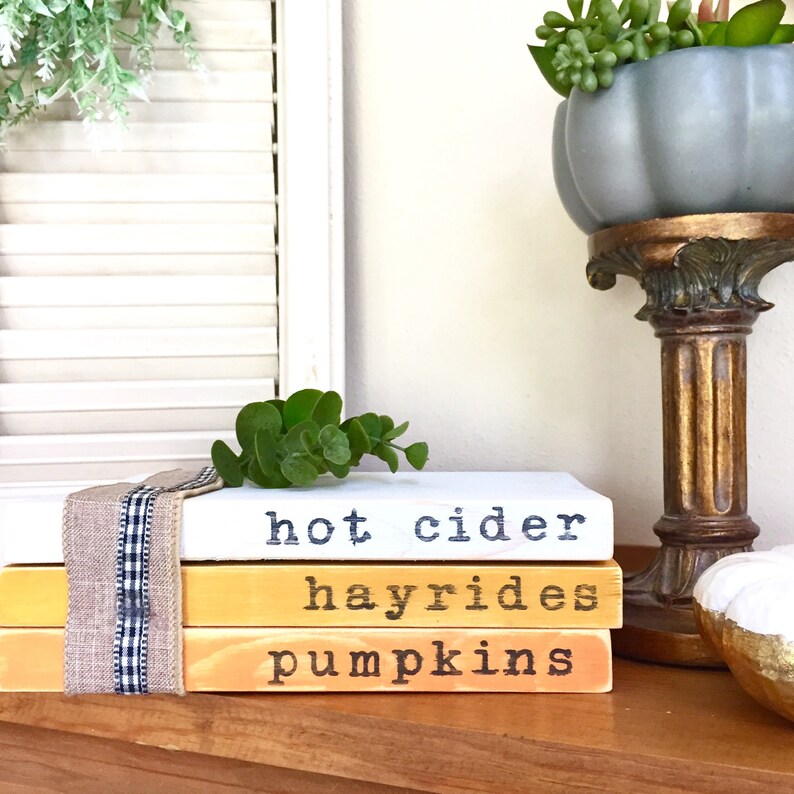 Fall Book Stack Painted Books Stack of Books Autumn Decor - Etsy
