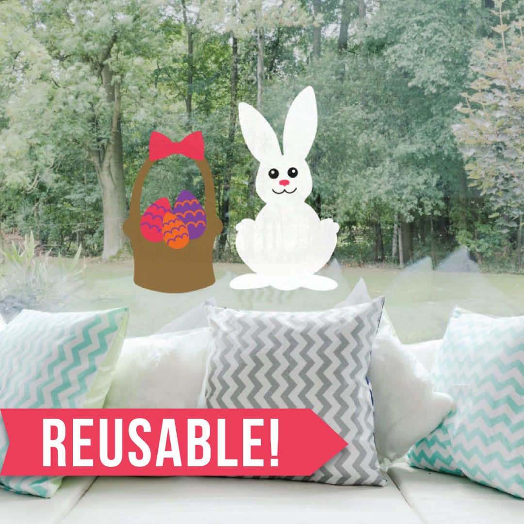 Happy Easter Easter Decorations Easter Bunny Spring Decor Window Cling ...