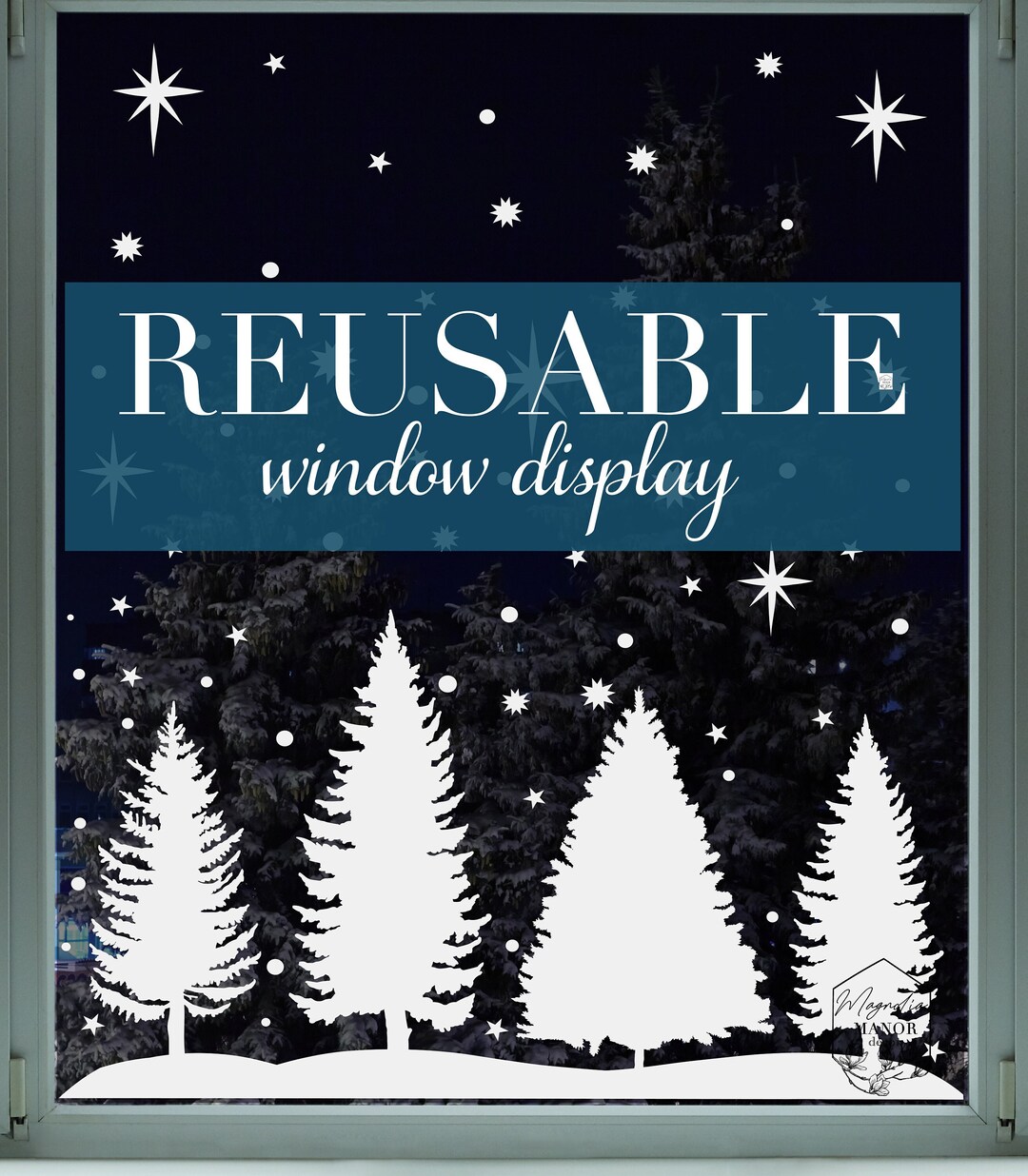 REUSABLE Window Cling Christmas Window Display Winter Window Display ...