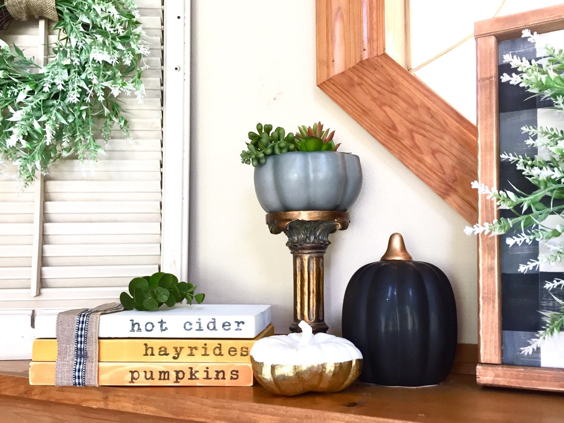 Fall Book Stack Painted Books Stack of Books Autumn Decor - Etsy