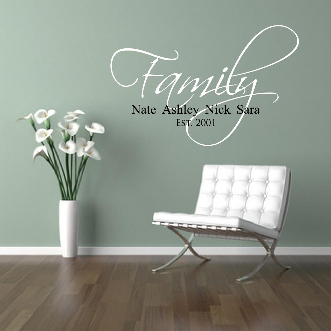 Family Custom Wall Decal, Includes Names and Established Date - Etsy