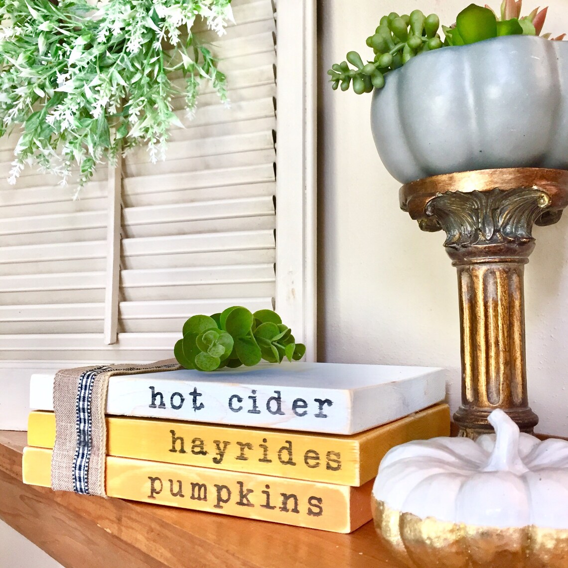 Fall Book Stack Painted Books Stack of Books Autumn Decor - Etsy