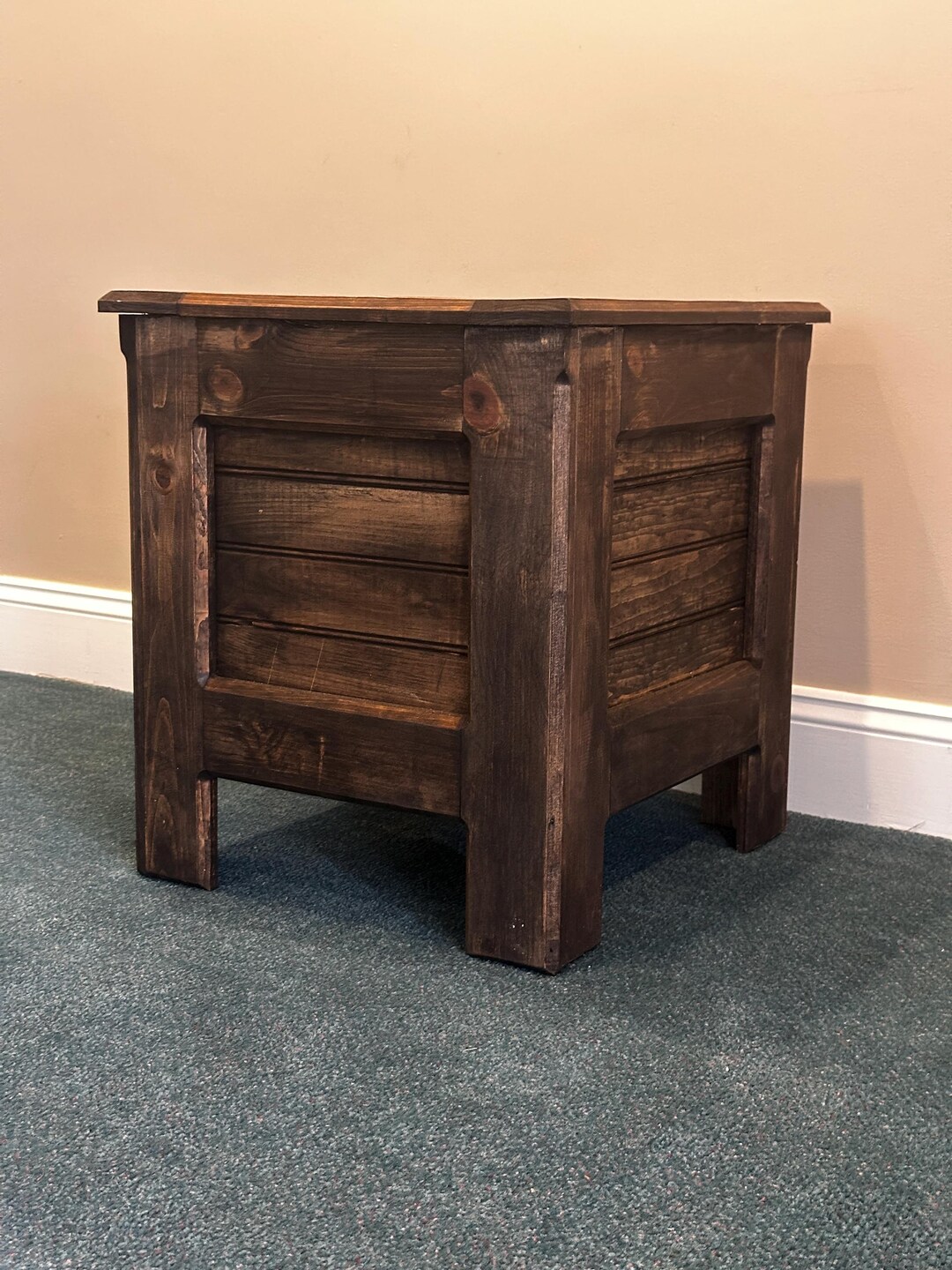 Handmade Rustic Wood Storage Box – Dark Walnut Finish, Farmhouse Style ...