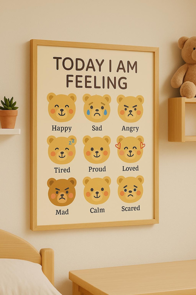 Today I Am Feeling Bear Emotions Chart for Kids | Printable Feelings ...