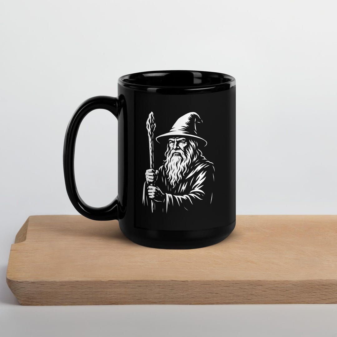 Wizard Coffee Mug: Black Glossy Ceramic, Magic Sorcerer Design - Etsy