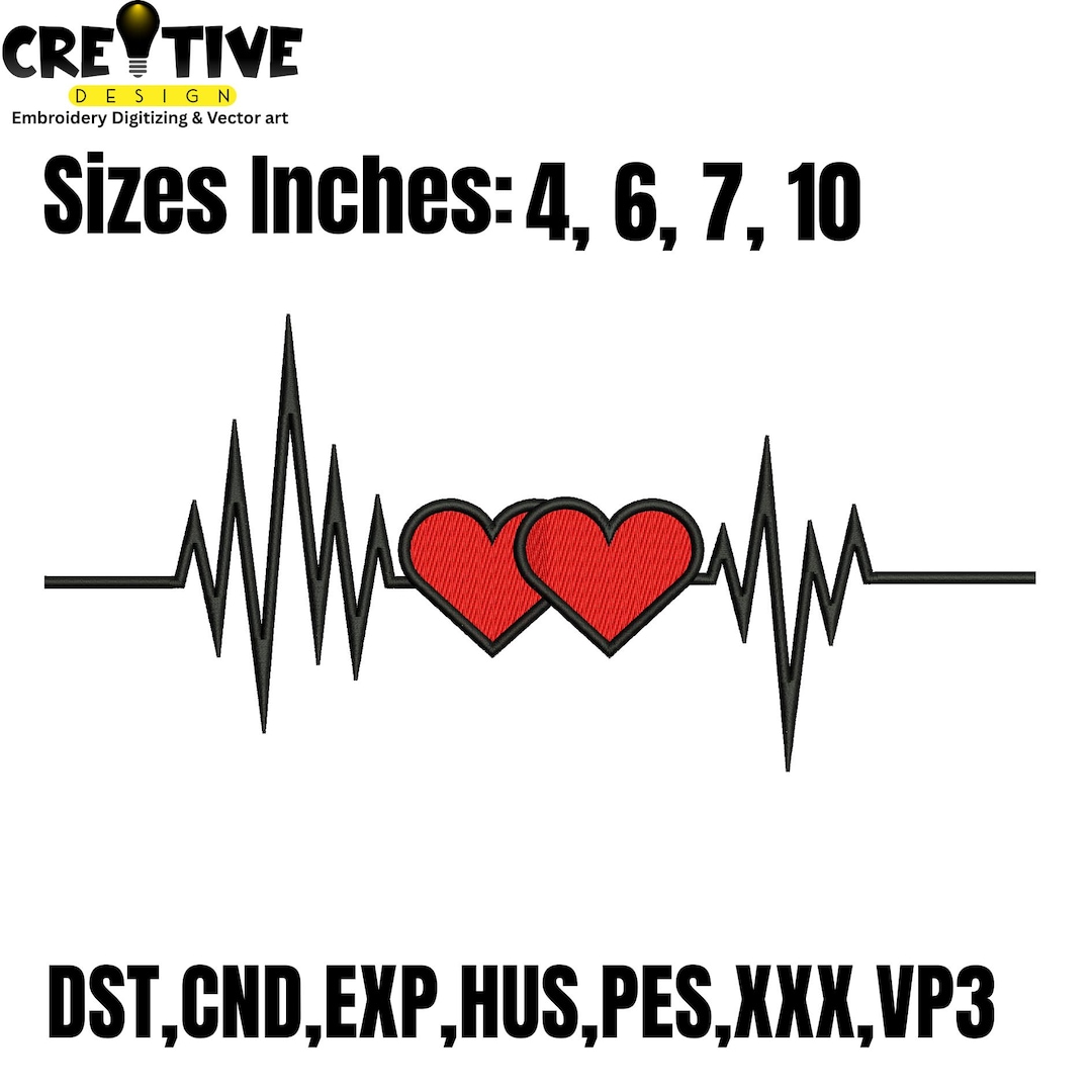 Heartbeat Embroidery Design, ECG Love Line (digital Download) - Etsy