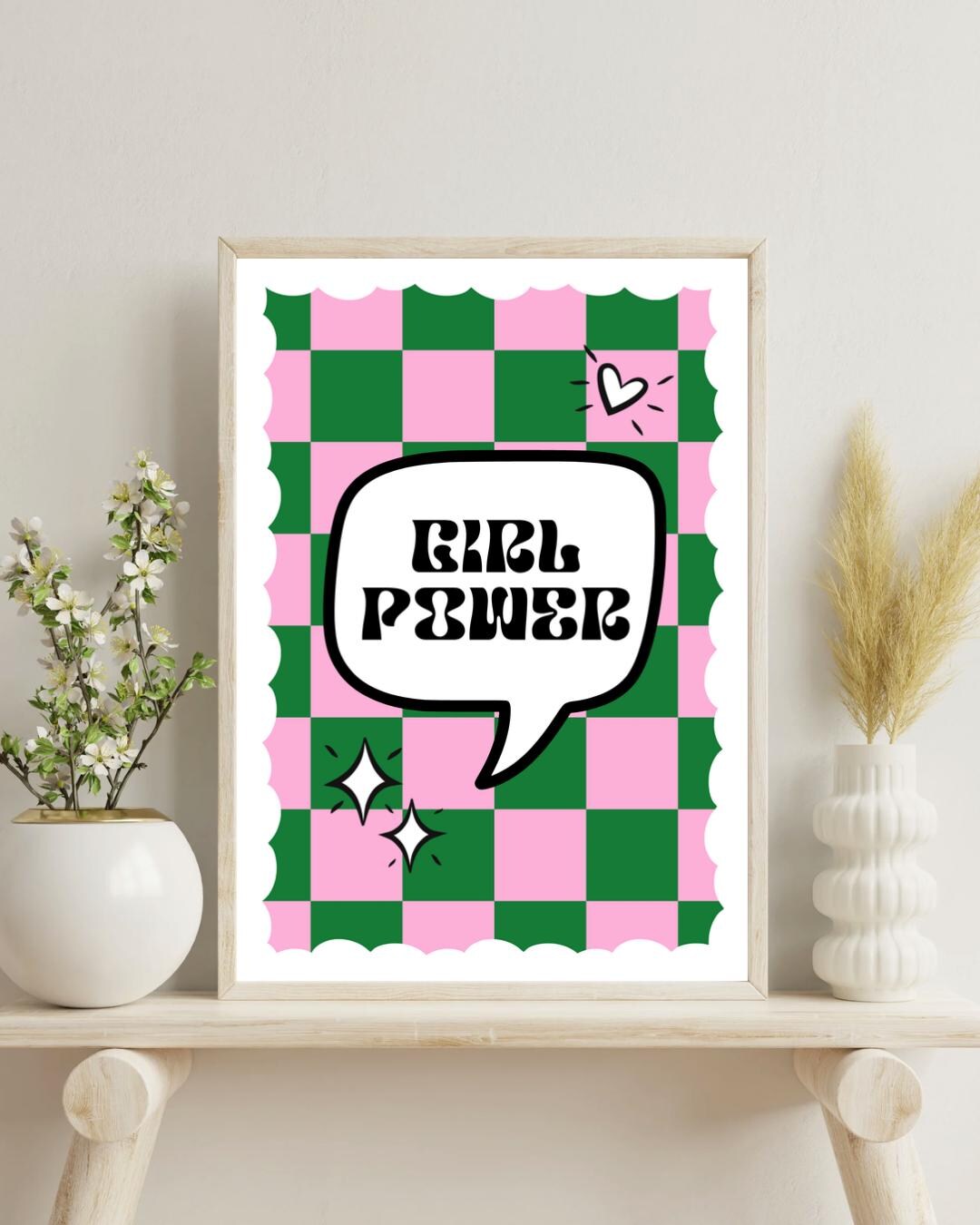 Girl Power Poster, Retro Checkerboard Print (digital Download) - Etsy