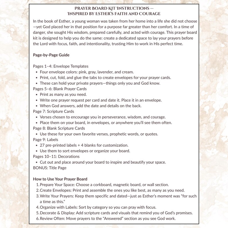 Printable Prayer Board Kit: Cards, Envelopes, Scripture (digital ...
