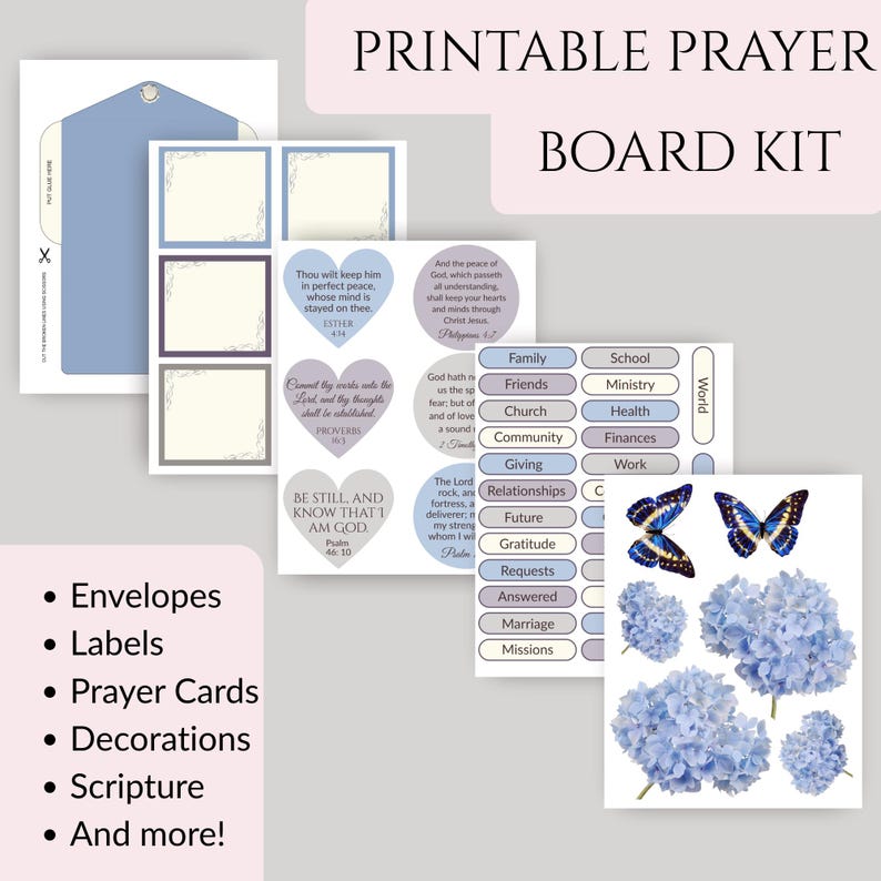 Printable Prayer Board Kit: Scripture Cards & Envelopes (digital ...
