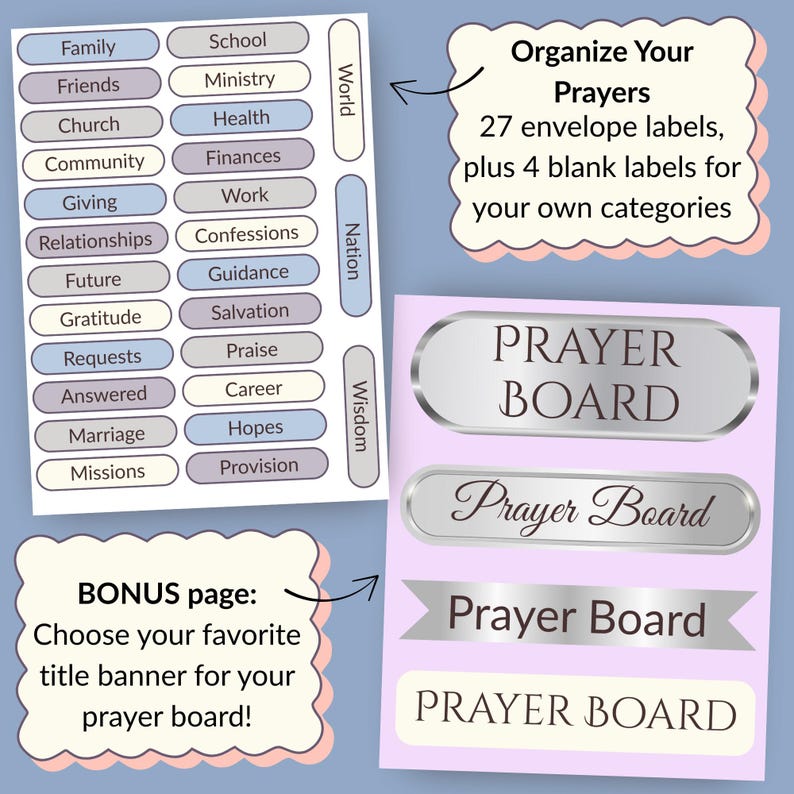 Printable Prayer Board Kit: Scripture Cards & Envelopes (digital ...
