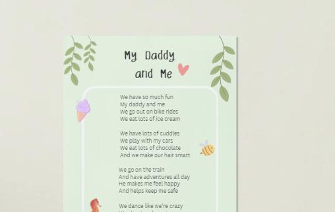 Father’s Day Poem Printable | My Daddy and Me | Child’s Gift for Dad ...
