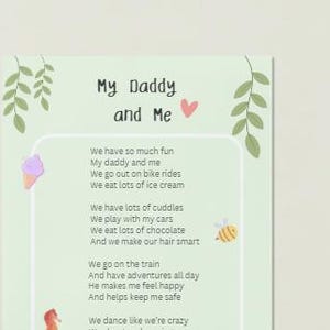 Father’s Day Poem Printable | My Daddy and Me | Child’s Gift for Dad ...