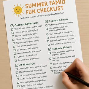 Summer Family Fun Checklist Printable | Kids Activity Planner | Family ...