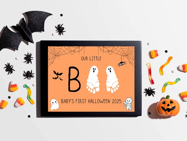 Baby's First Halloween Ghost Footprint Art: Our Little Boo | Keepsake ...