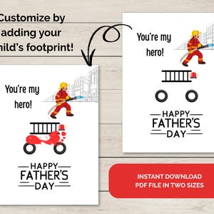 Firefighter Father's Day Handprint Footprint Crafts | Digital Download ...