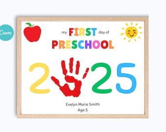 Editable First Day of Preschool Handprint Art | Back to School Keepsake ...