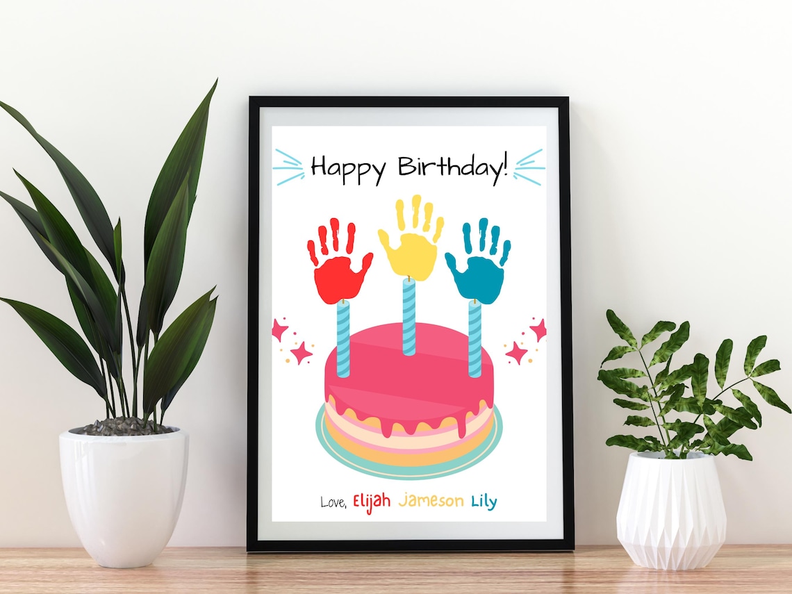 Birthday Cake Handprint Craft | Kids Gift to Friends and Family | One ...