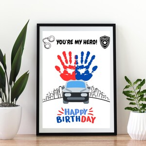 Birthday Police Officer Handprint Craft | Gift From Kids to Family and ...