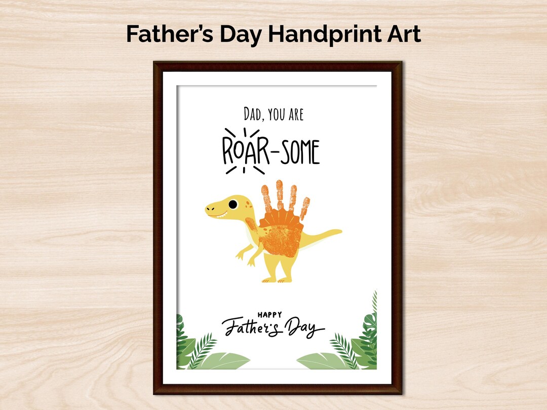 Dinosaur Father's Day Handprint Craft | Roarsome DIY Dad Art | Digital ...