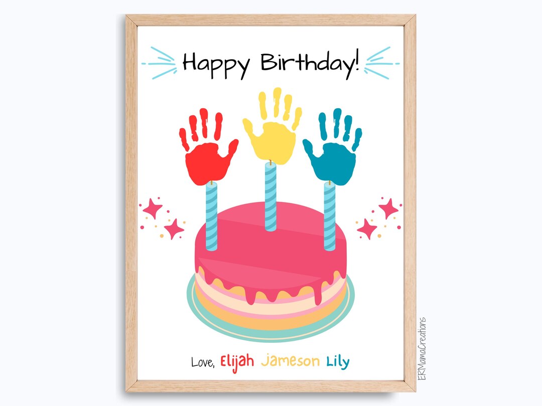 Birthday Cake Handprint Craft | Kids Gift to Friends and Family | One ...
