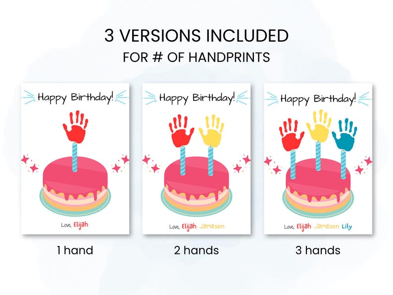 Birthday Cake Handprint Craft | Kids Gift to Friends and Family | One ...