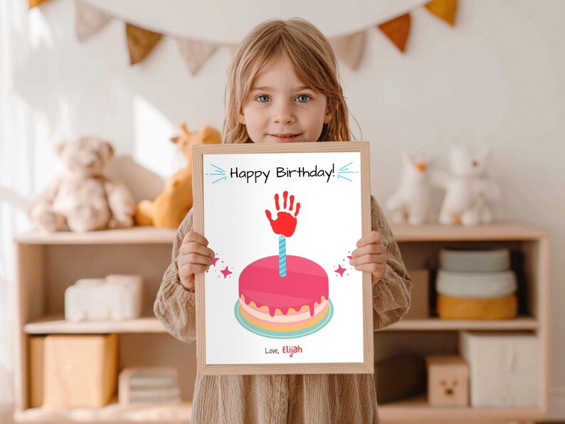 Birthday Cake Handprint Craft | Kids Gift to Friends and Family | One ...