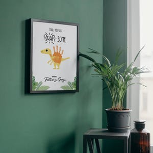 Dinosaur Father's Day Handprint Craft | Roarsome DIY Dad Art | Digital ...