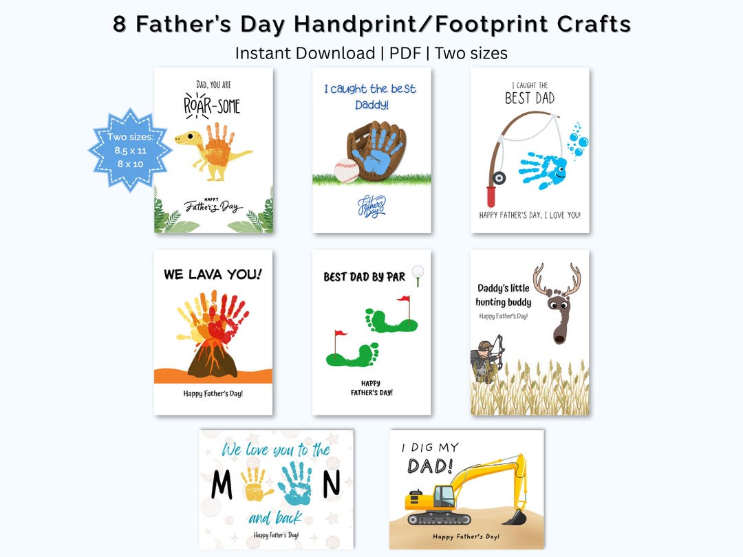 Father's Day Handprint Printable Bundle | Kids Footprint Art for Dad ...