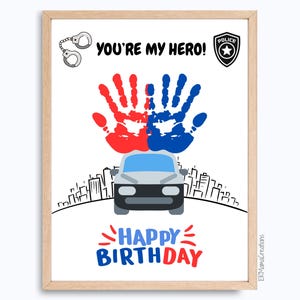 Birthday Police Officer Handprint Craft | Gift From Kids to Family and ...