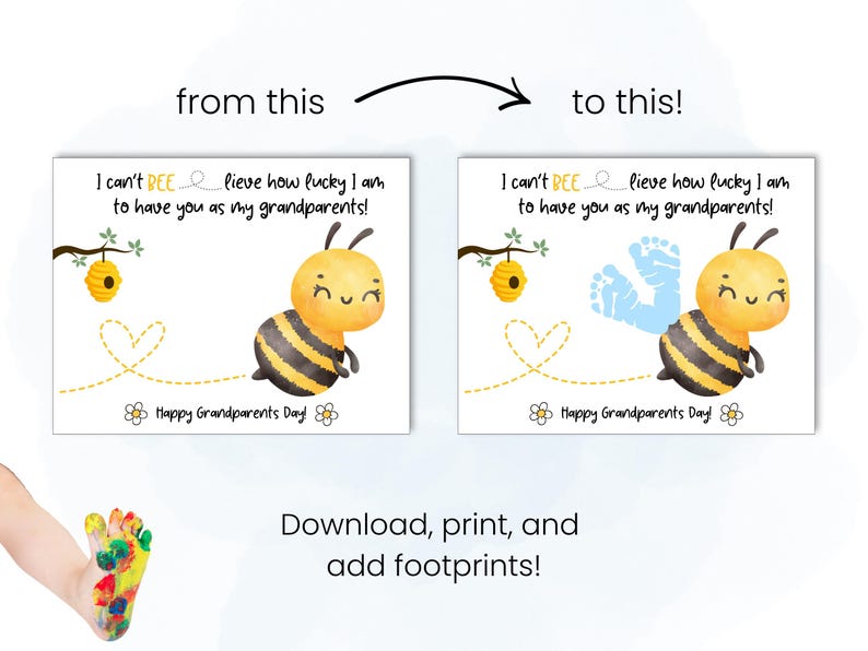Grandparents Day Handprint Footprint Craft | Bee Can't Bee-lieve How ...