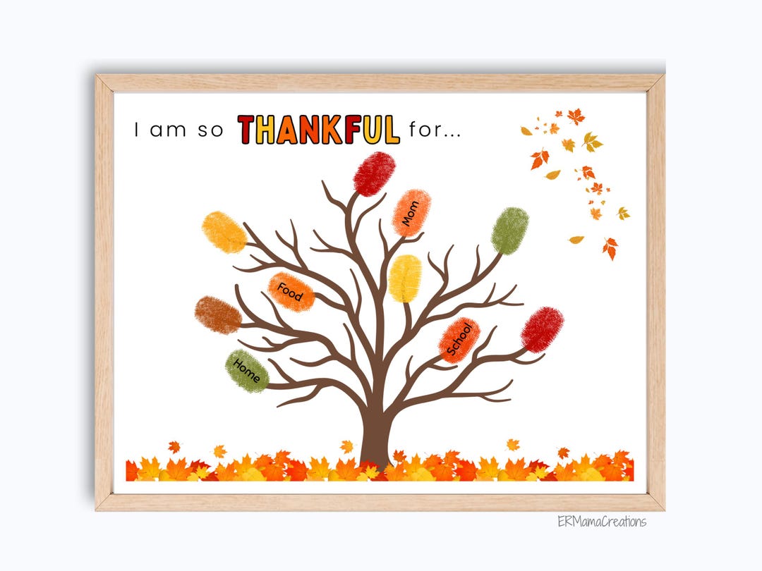 Thanksgiving Fingerprint/handprint Art: I Am so Thankful for | Thankful ...