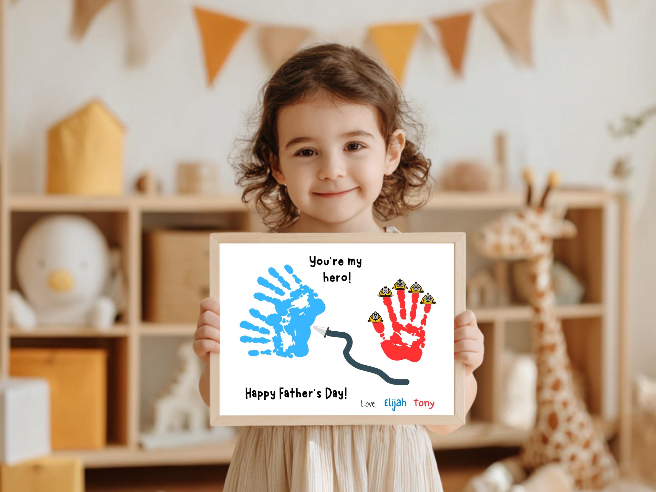 Father's Day Firefighter Handprint Craft | Gift for Dad From Kids | DIY ...