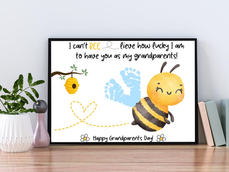 Grandparents Day Handprint Footprint Craft | Bee Can't Bee-lieve How ...