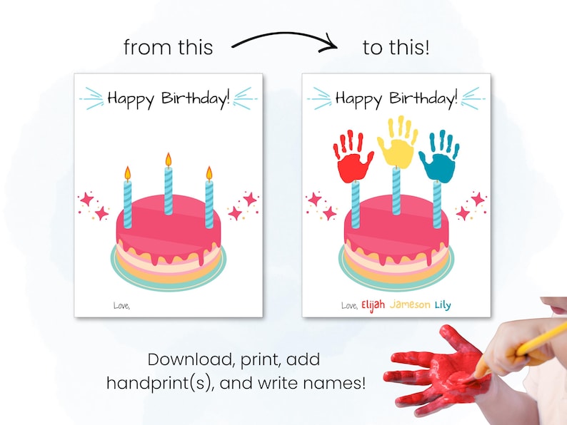 Birthday Cake Handprint Craft | Kids Gift to Friends and Family | One ...