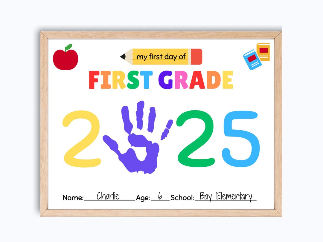 First Day of First Grade Handprint Art | Back to School Keepsake Craft ...