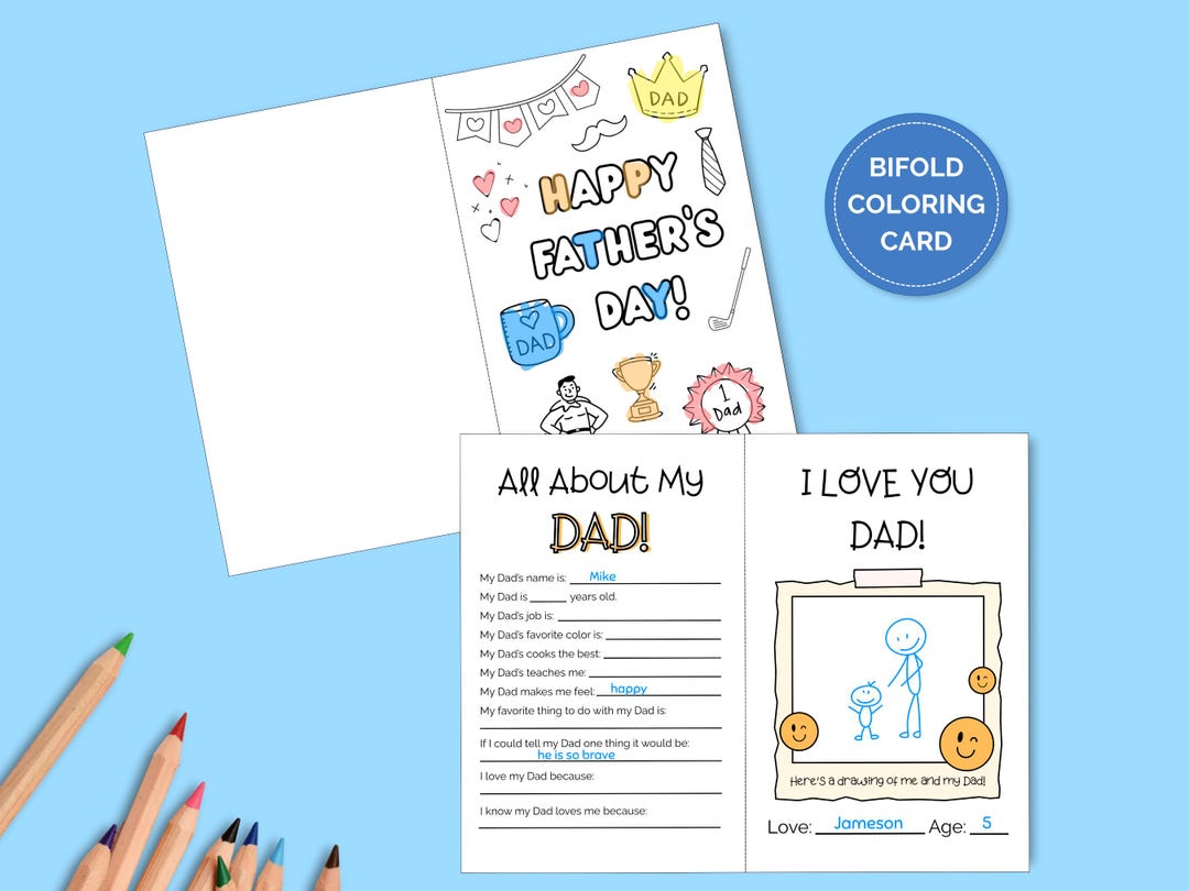 Happy Father's Day Coloring Card, Printable | All About My Dad ...