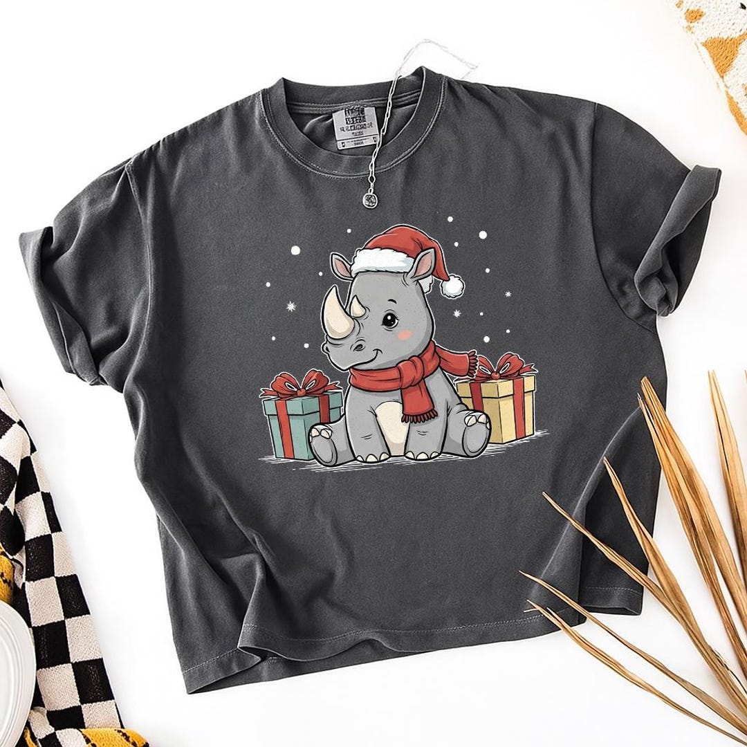 Christmas Rhino PNG | Cute Holiday Rhino With Gifts Sublimation File ...