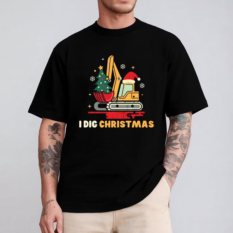 I Dig Christmas Png, Excavator Png, Christmas Tree, Construction Png ...