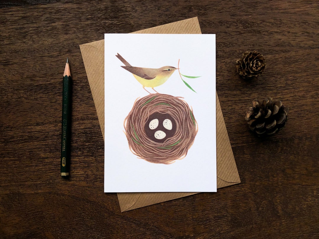 Chiffchaff Nest Greetings Card | Bird Art Notecard, Mother's/father's Day Card | British ...