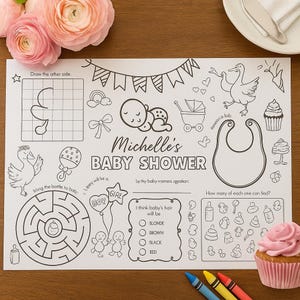 Baby Shower Kids Activity Sheet, Minimalist Baby Shower Games, Modern ...