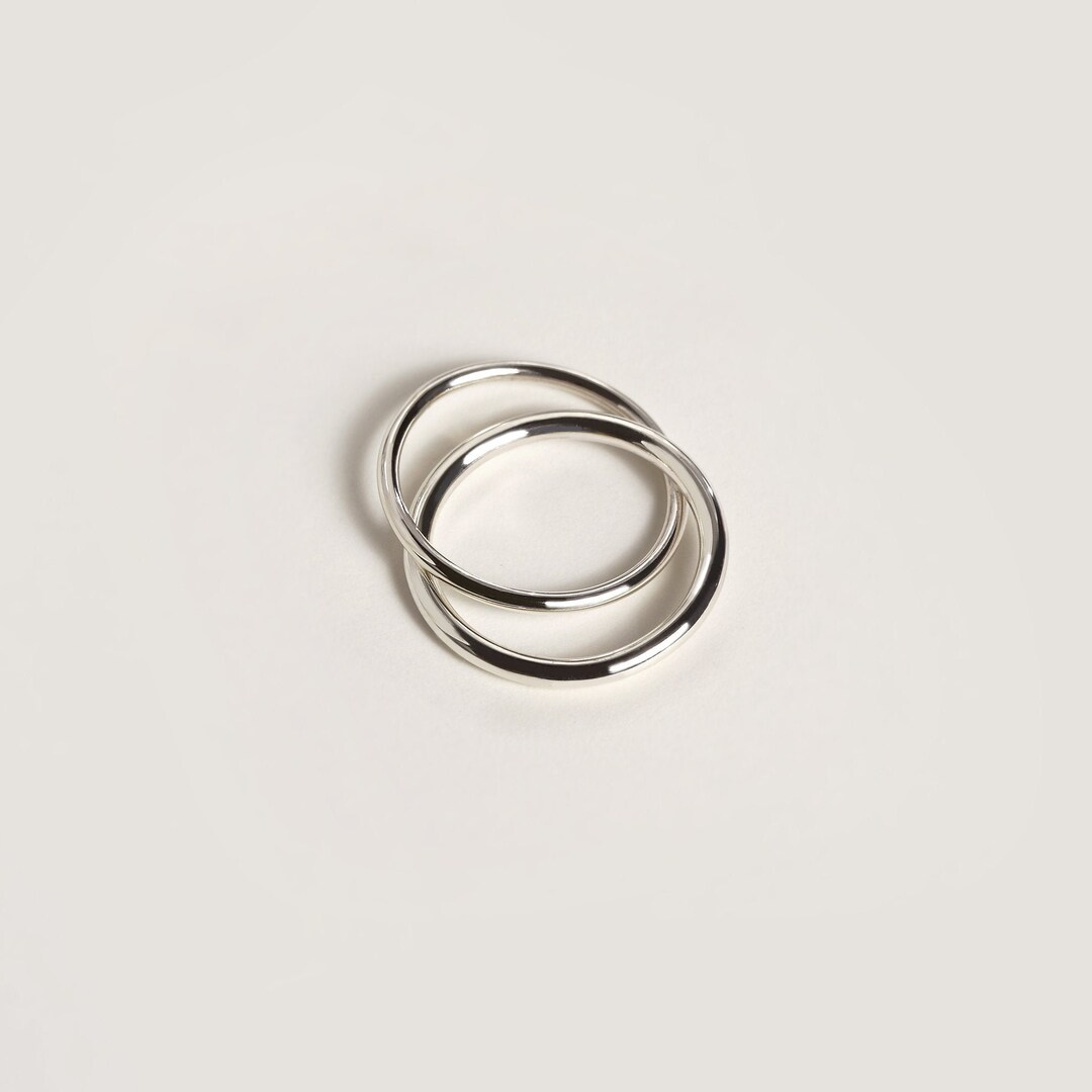 Silver Lovers Ring - Sterling Silver Double Band - Silver Double Ring ...