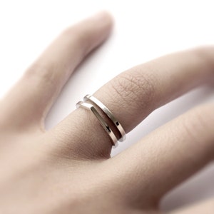 Paired - Silver Double Ring - Minimalist Sterling Silver Pointy Double ...