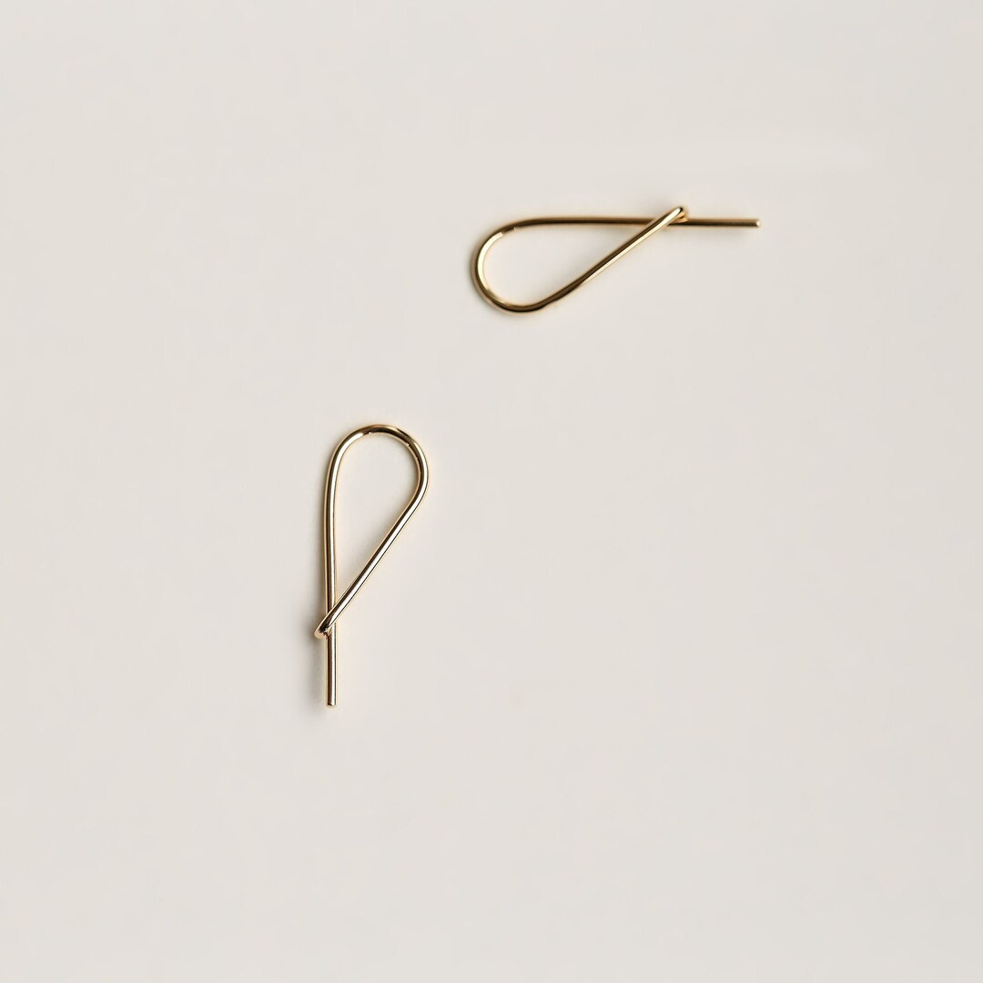 Small Safety Pin Earrings - Gold Hoop Like Earring - Yellow Gold Small ...