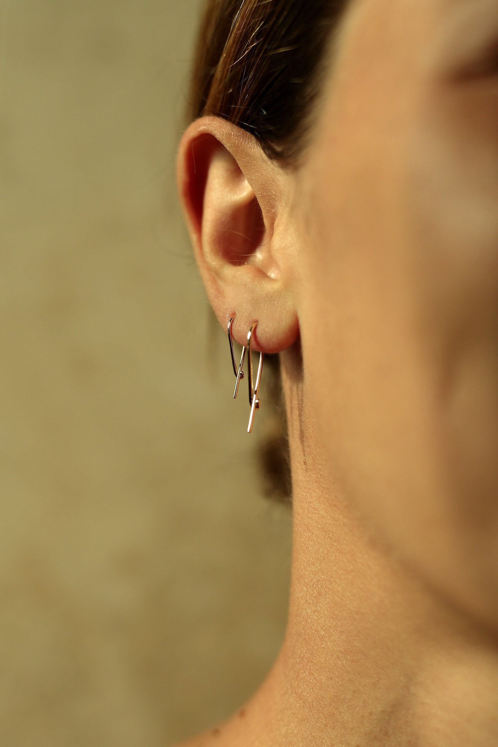 Small Safety Pin Earrings Gold Hoop Like Earring Yellow - Etsy