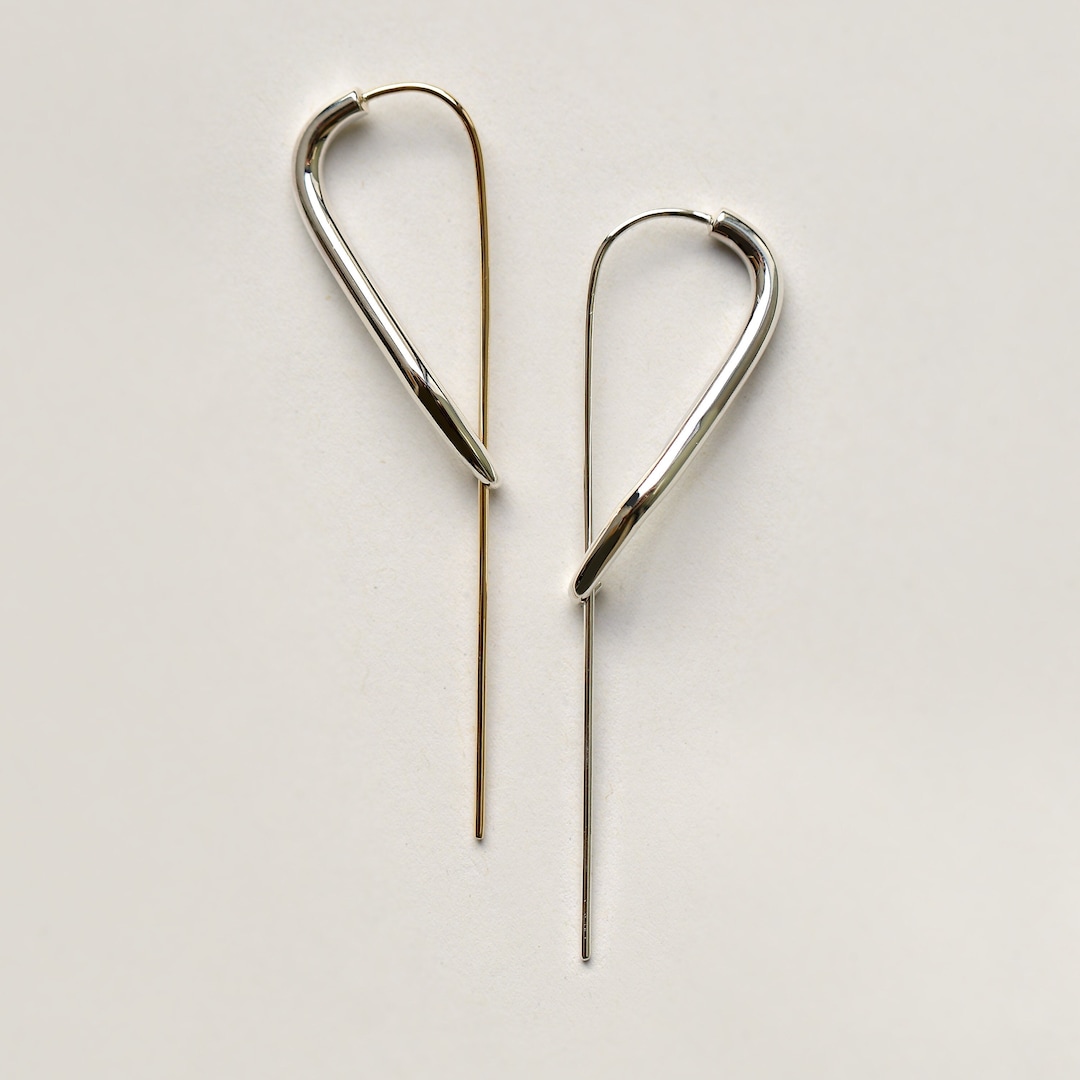 Large Safety Pin Earrings - Hoop Like Earring - Gold and Sterling ...